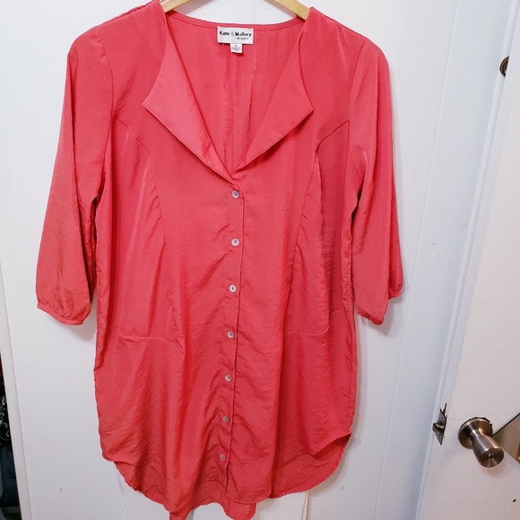 Kate & Mallory | Tops | Kate Mallory Coral Button Down Tunic | Poshmark